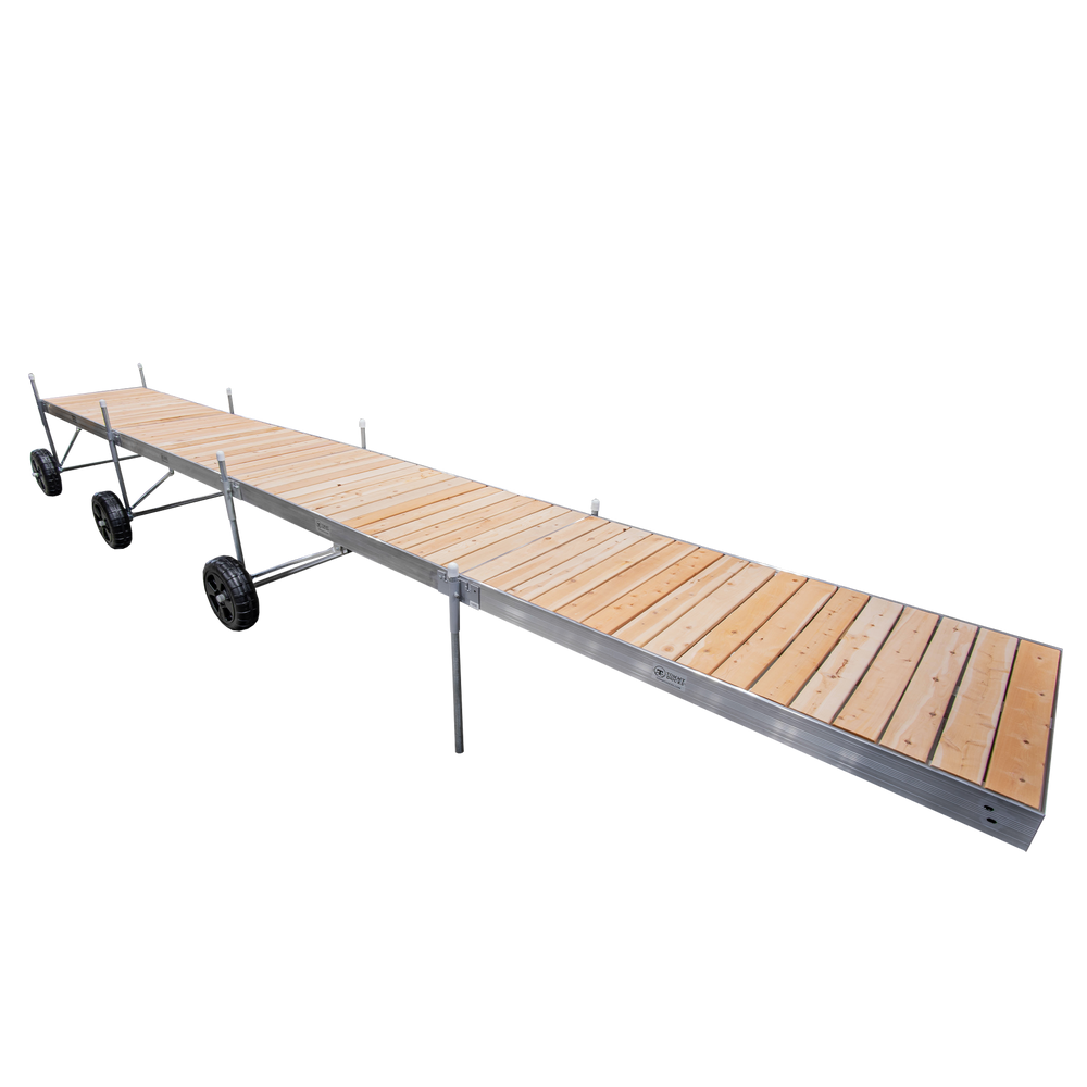 32' Roll-In-Dock Straight Aluminum Frame With Removable Cedar Decking