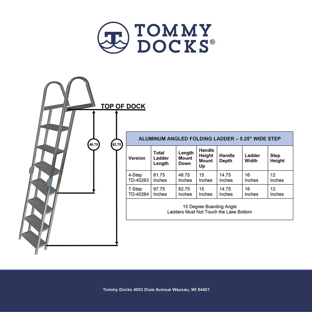 Dock Ladders Flip Up | Swim Ladder for Dock | Tommy Docks